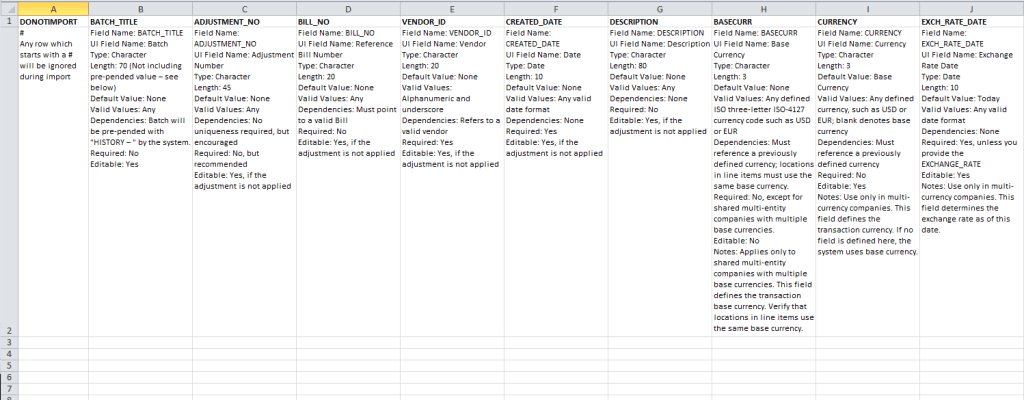 Import AP Bills Opening Transaction: Preparing the Import Template ...